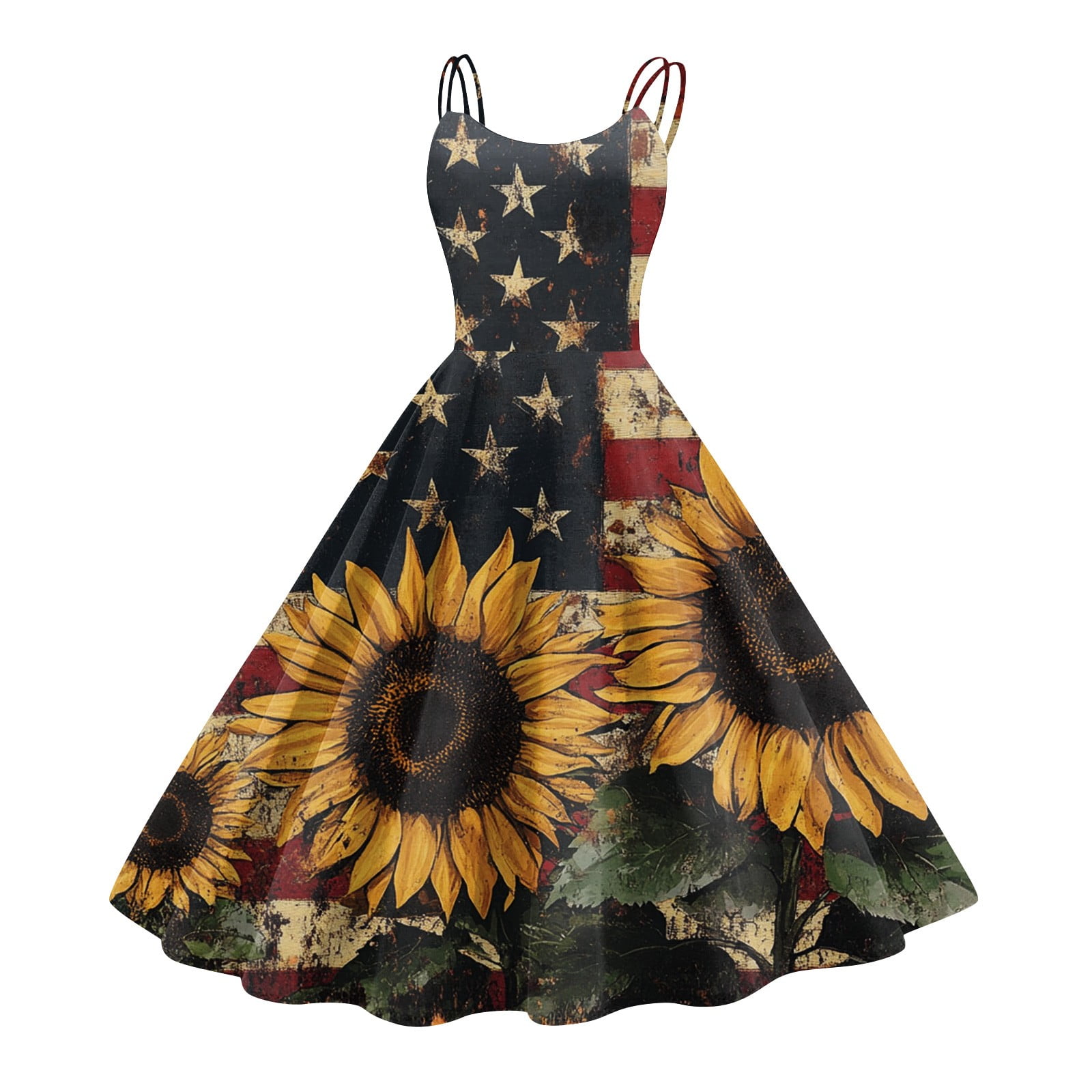 CHCNHAC Red White and Blue 50s Dresses for Women 4th Of July Flowy ...