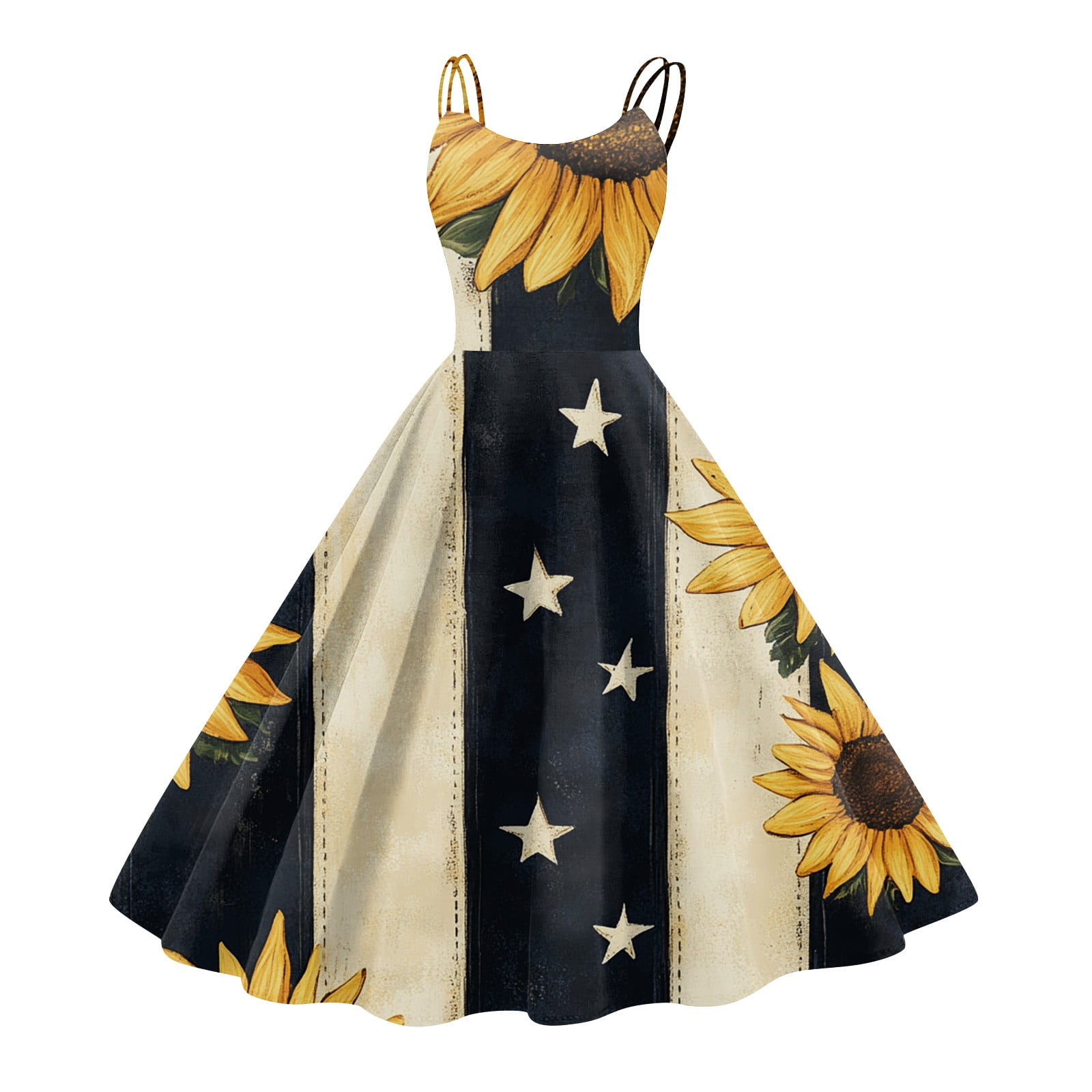 CHCNHAC Red White and Blue 50s Dresses for Women 4th Of July Flowy ...