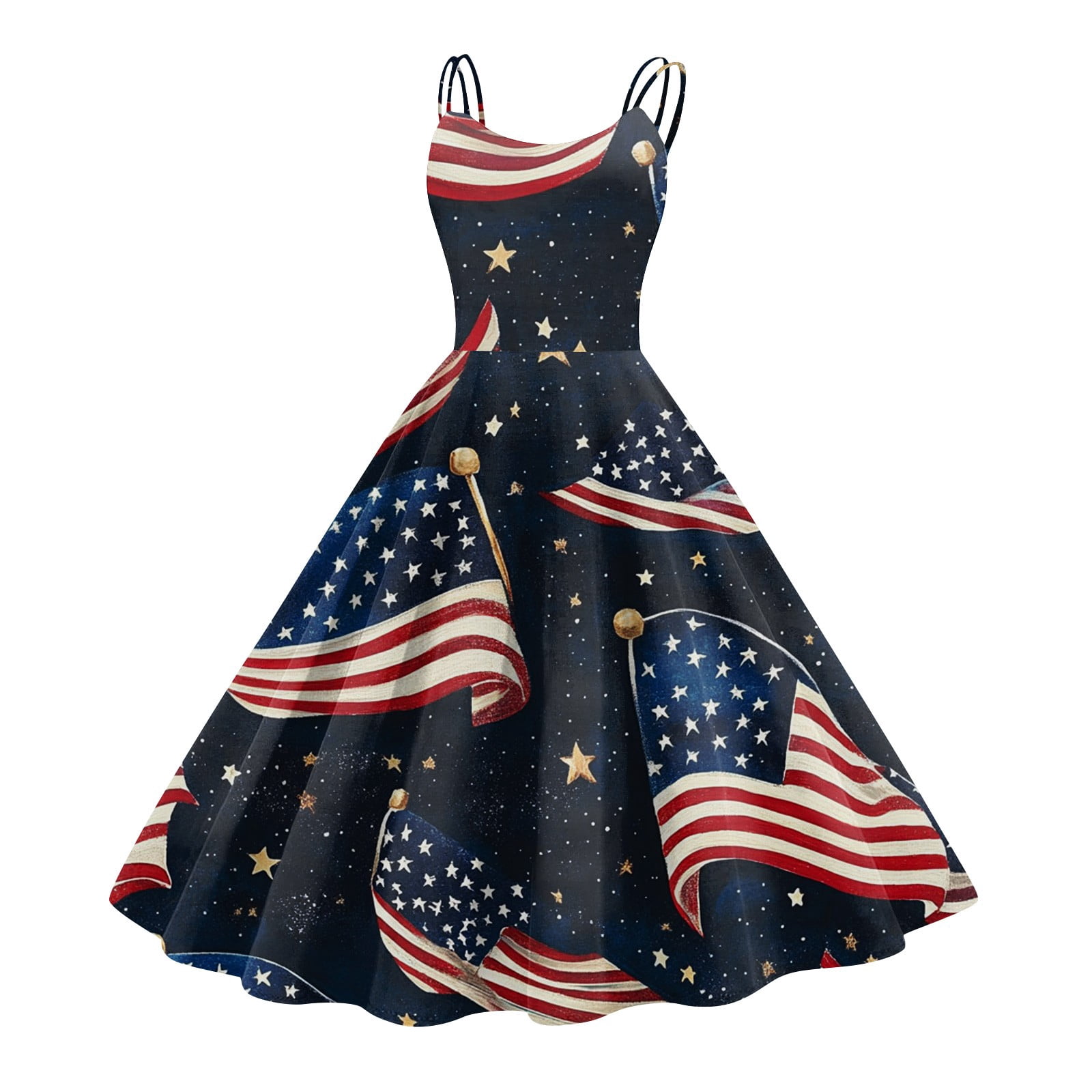 CHCNHAC Red White and Blue 50s Dresses for Women 4th Of July Swing ...