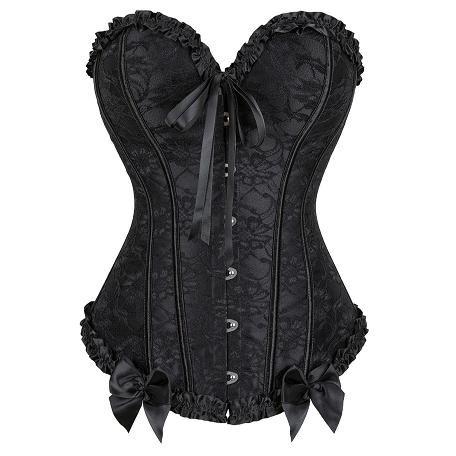 CHCNHAC Renaissance Corset for Women Floral Pleated Trim Overbust ...