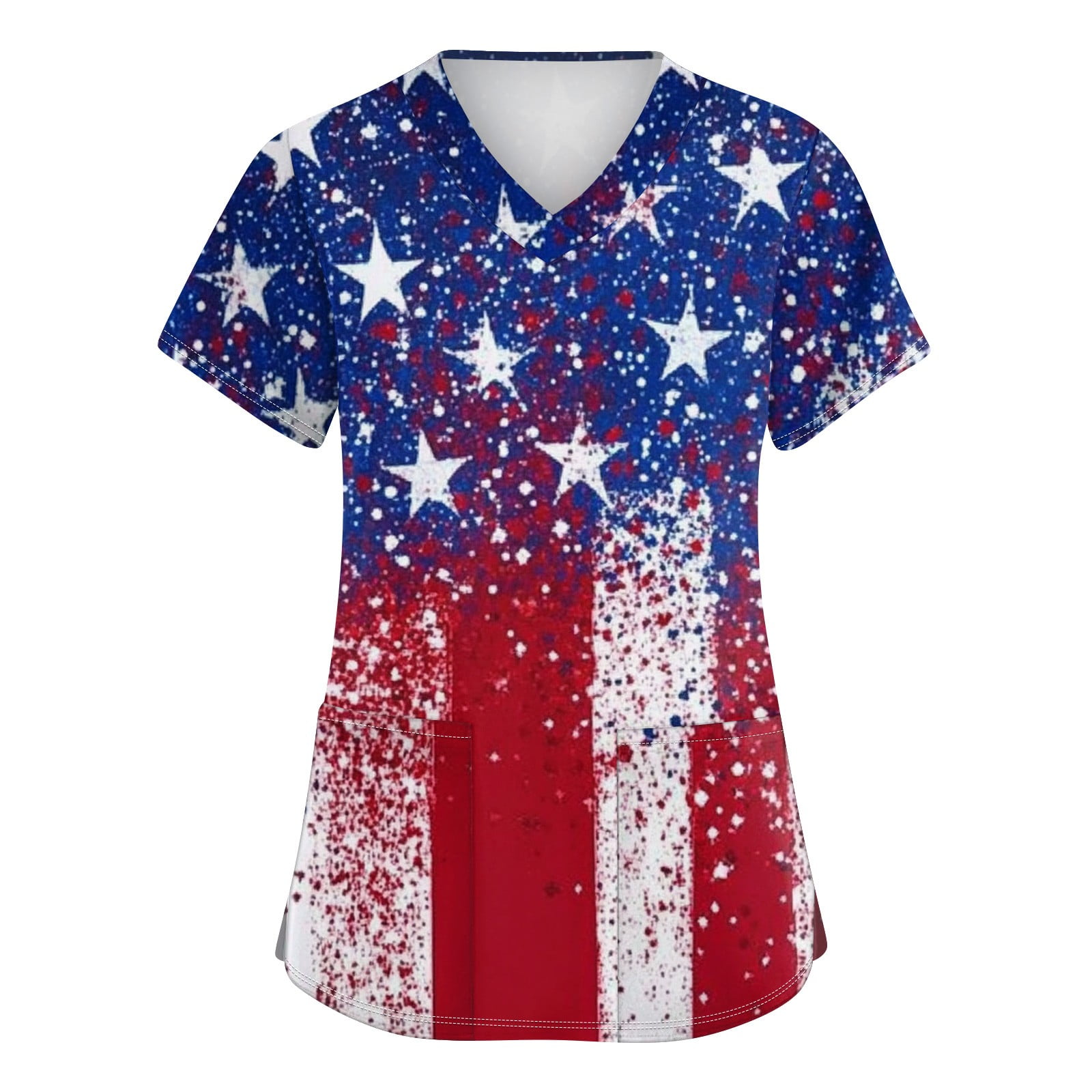 CHCNHAC Scrubs for Women Independence Day American Flag Print Nursing ...