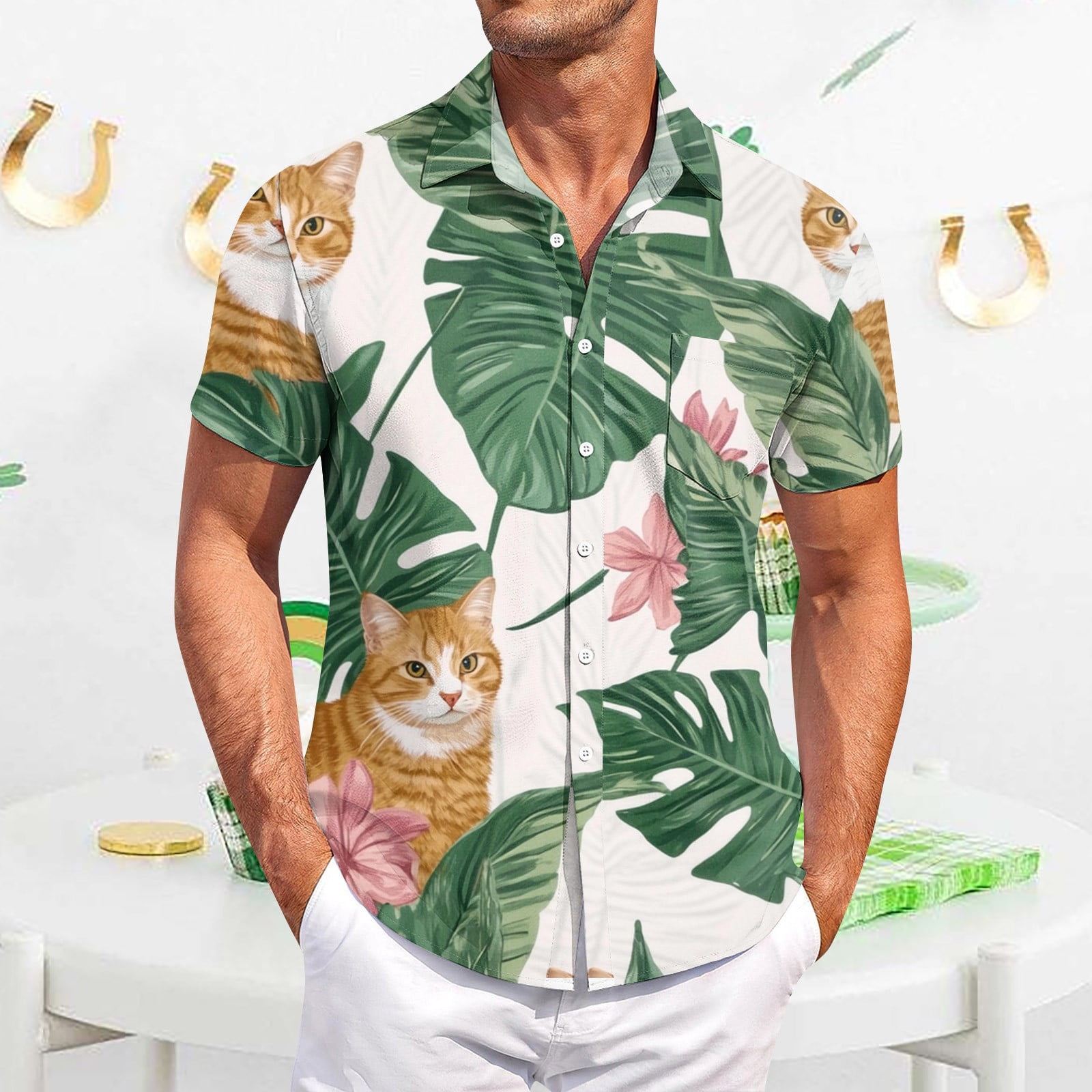 CHCNHAC Short Sleeve Button Down Shirts Mens Vacation Summer Beach ...