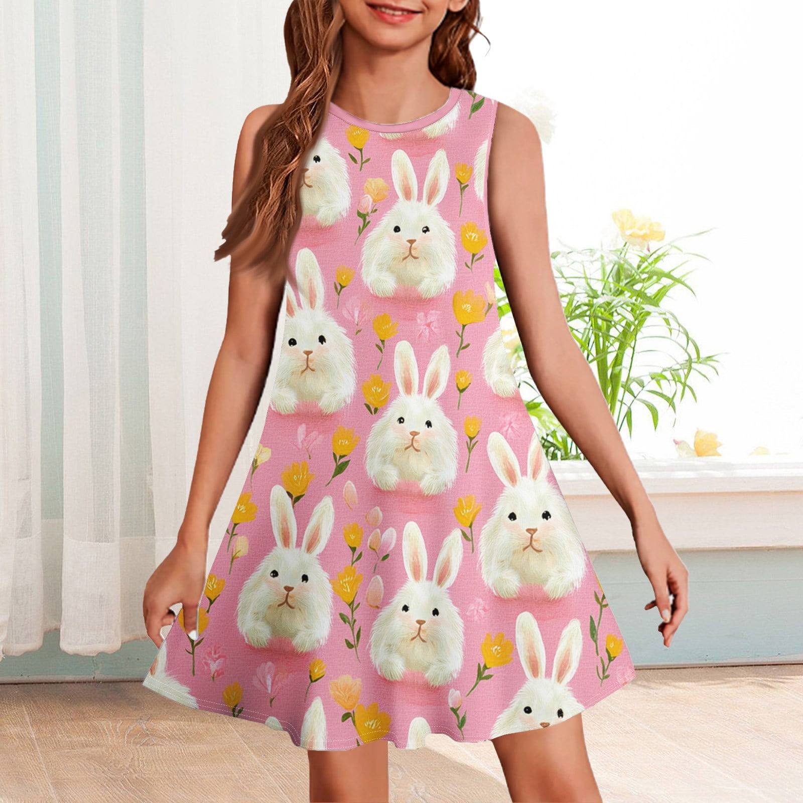 CHCNHAC Spring Dresses for Girls Casual Summer Sleeveless Crewneck ...