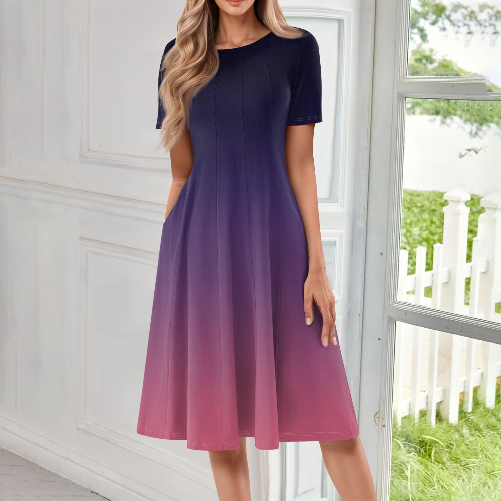 CHCNHAC Summer Dresses For Women Casual Dressy Elegant Flowy Pleated ...