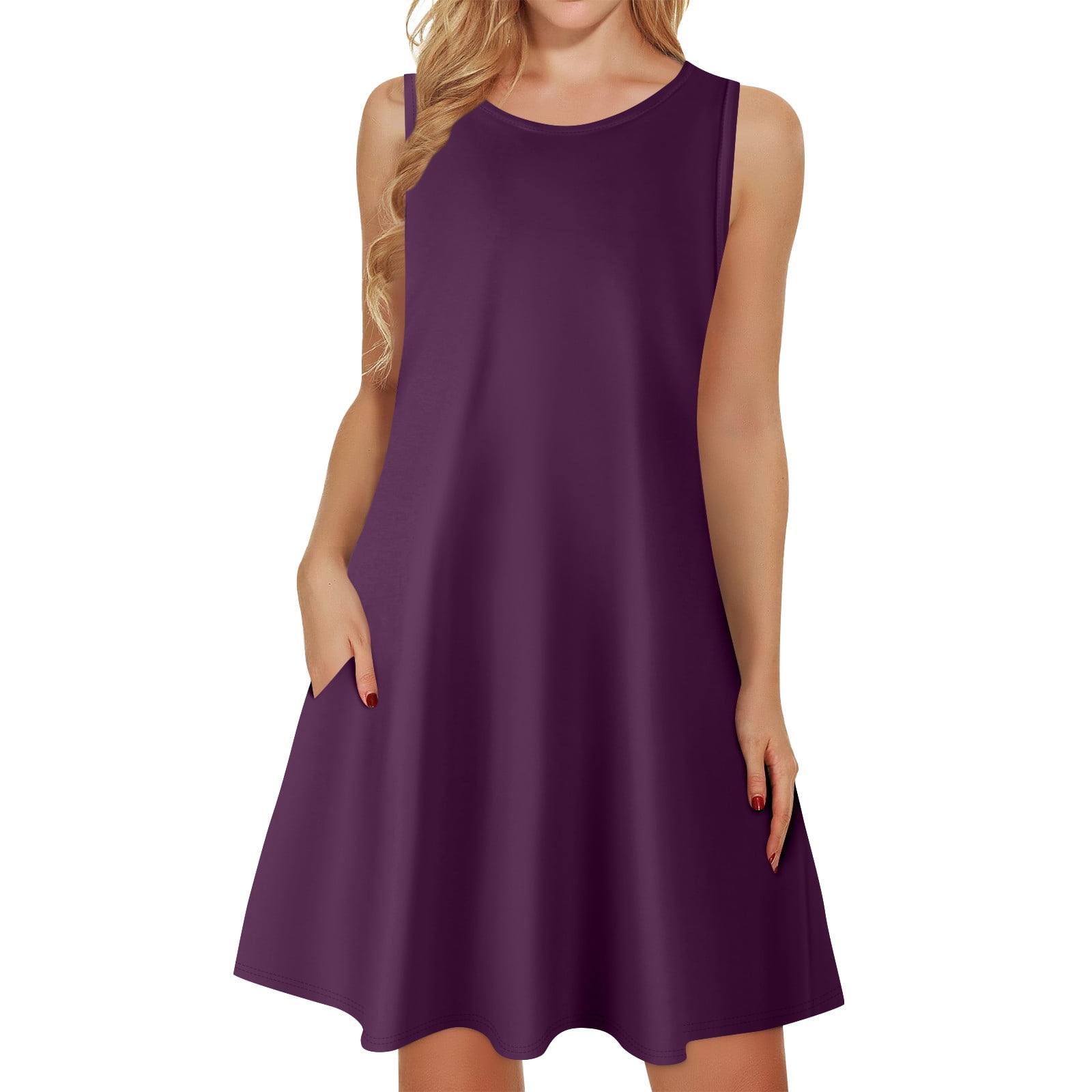 CHCNHAC Summer Dresses for Women Beach Party Sundress Sleeveless Casual ...