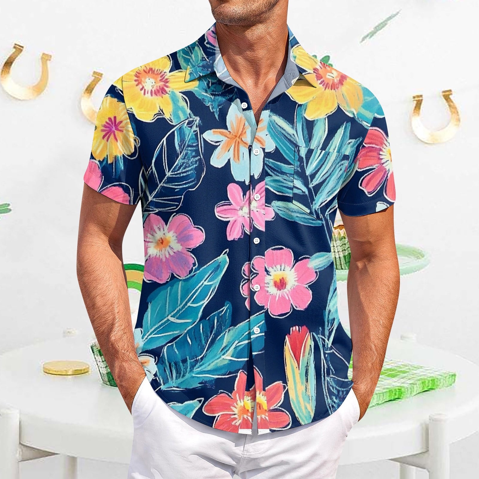 CHCNHAC Tropical Shirts for Men Summer Short Sleeve Button Shirts ...