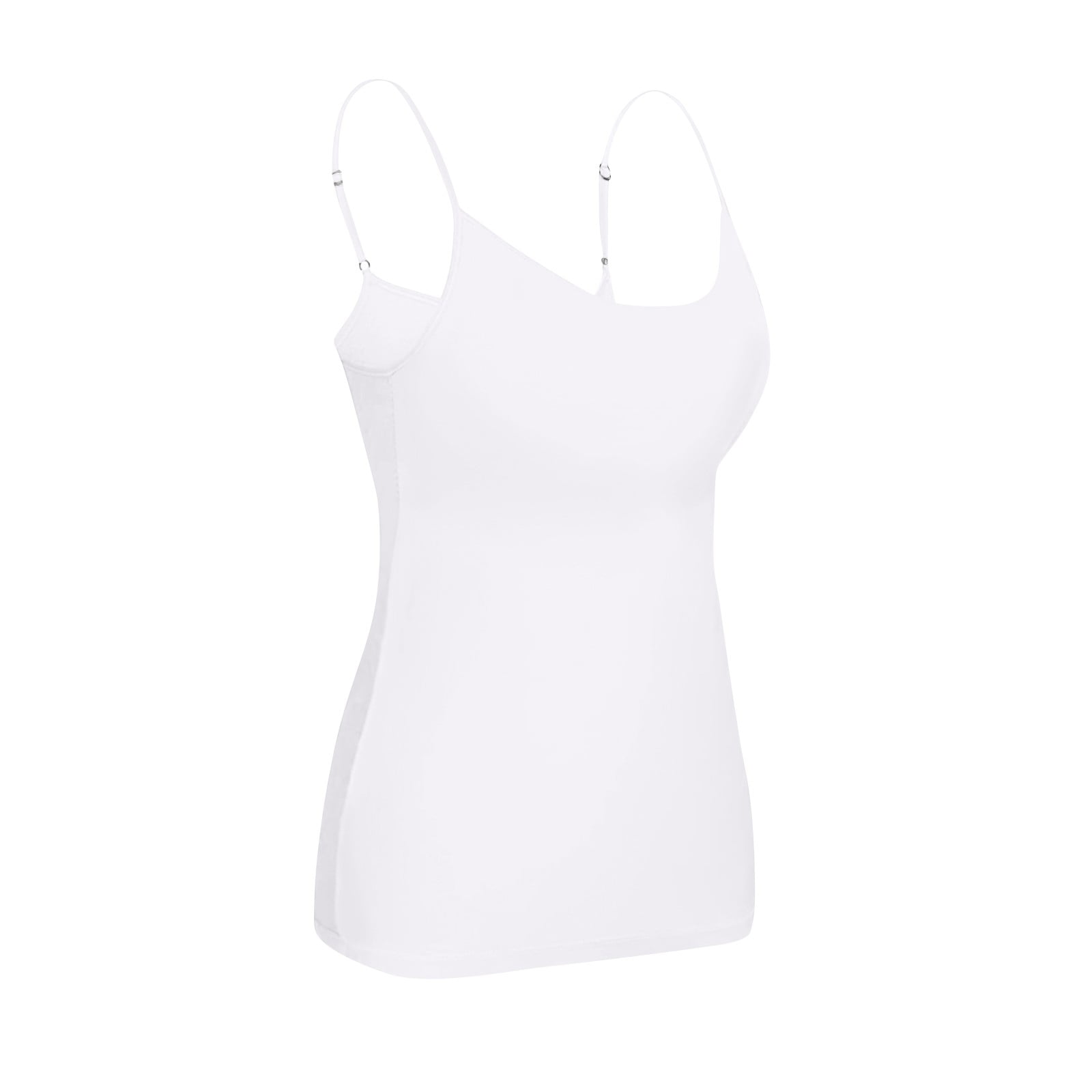 CHCNHAC White Camisole Tops for Women Built In Bra Adjustable Spaghetti ...