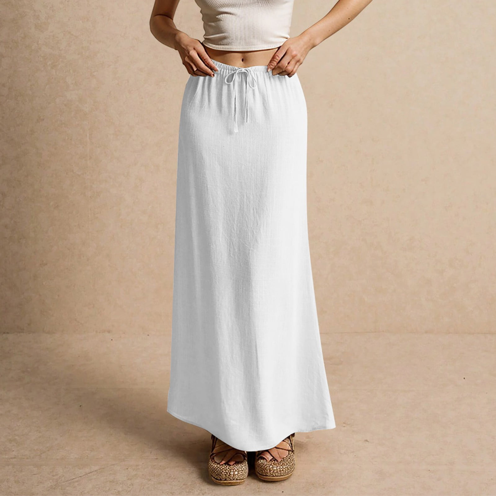 CHCNHAC White Maxi Skirts for Women Low Rise Cute Maxi Skirt Flowy ...
