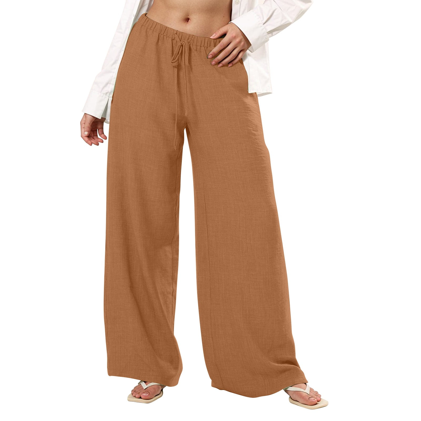 CHCNHAC Wide Leg Pants Woman Loose Palazzo Flowy Boho Pants High Waist ...