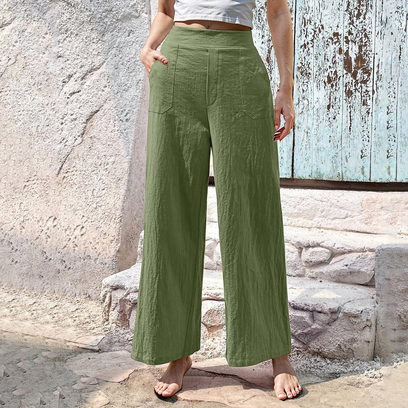 CHCNHAC Wide Leg Pants Woman Palazzo Flowy Pant Loose Trousers Pants ...