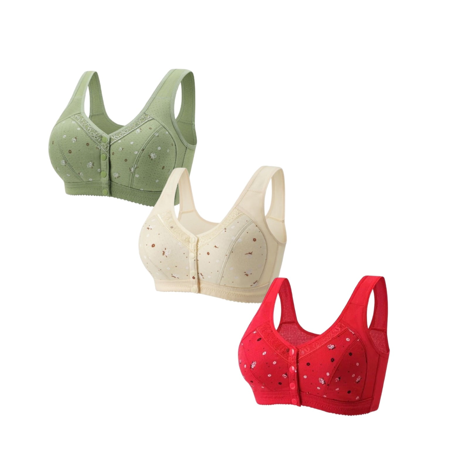 CHCNHAC Women's Posture Bras No Underwire Front Closure Bra Soft Cotton ...