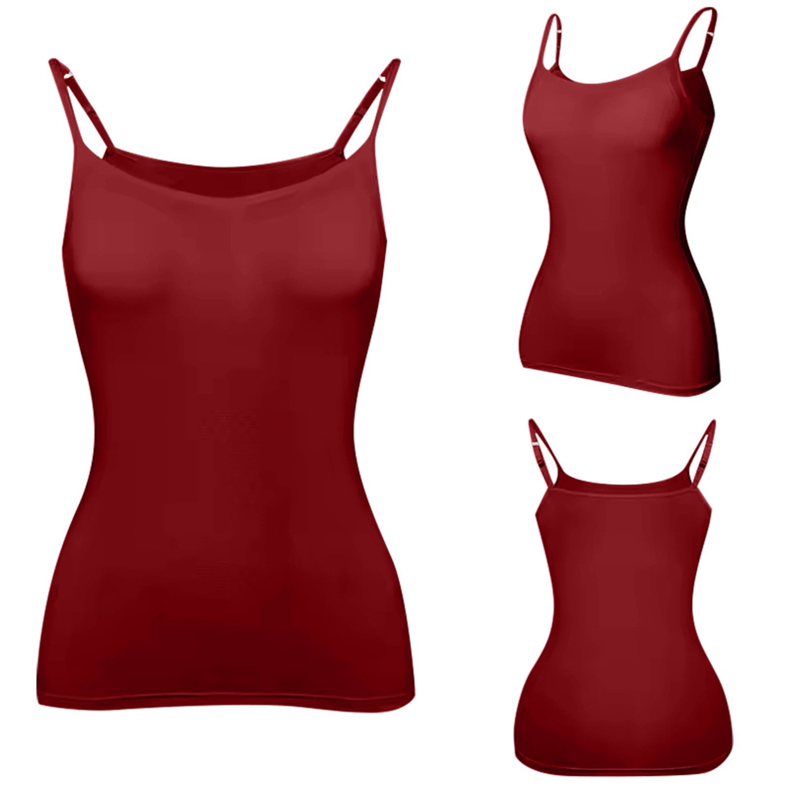 CHCNHAC Women's Tank Top with Shelf Bra Spaghetti Strap Solid Camisole ...