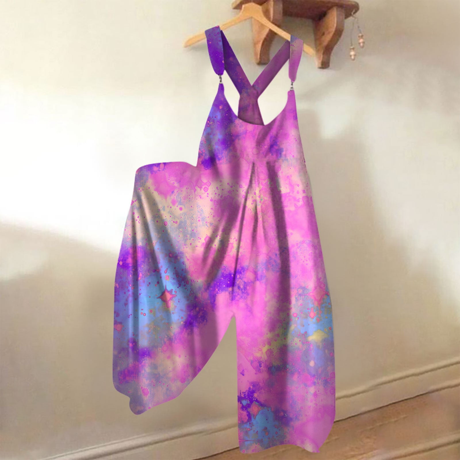 CHCNHAC Womens Boho Jumpsuit Summer Sleeveless Wide Leg Romper Fashion ...