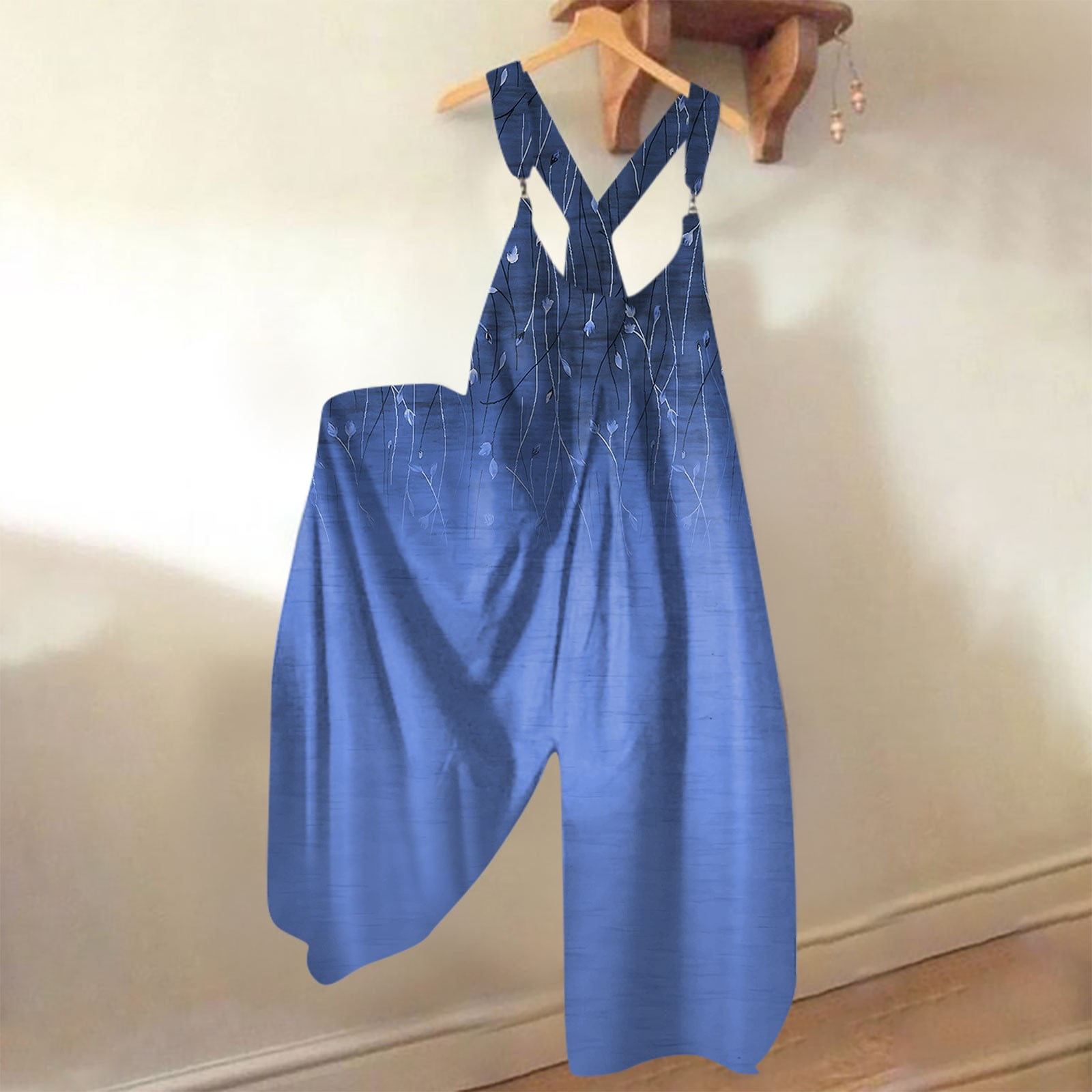 CHCNHAC Womens Boho Romper Plus Size Sleeveless Wide Leg Jumpsuit ...