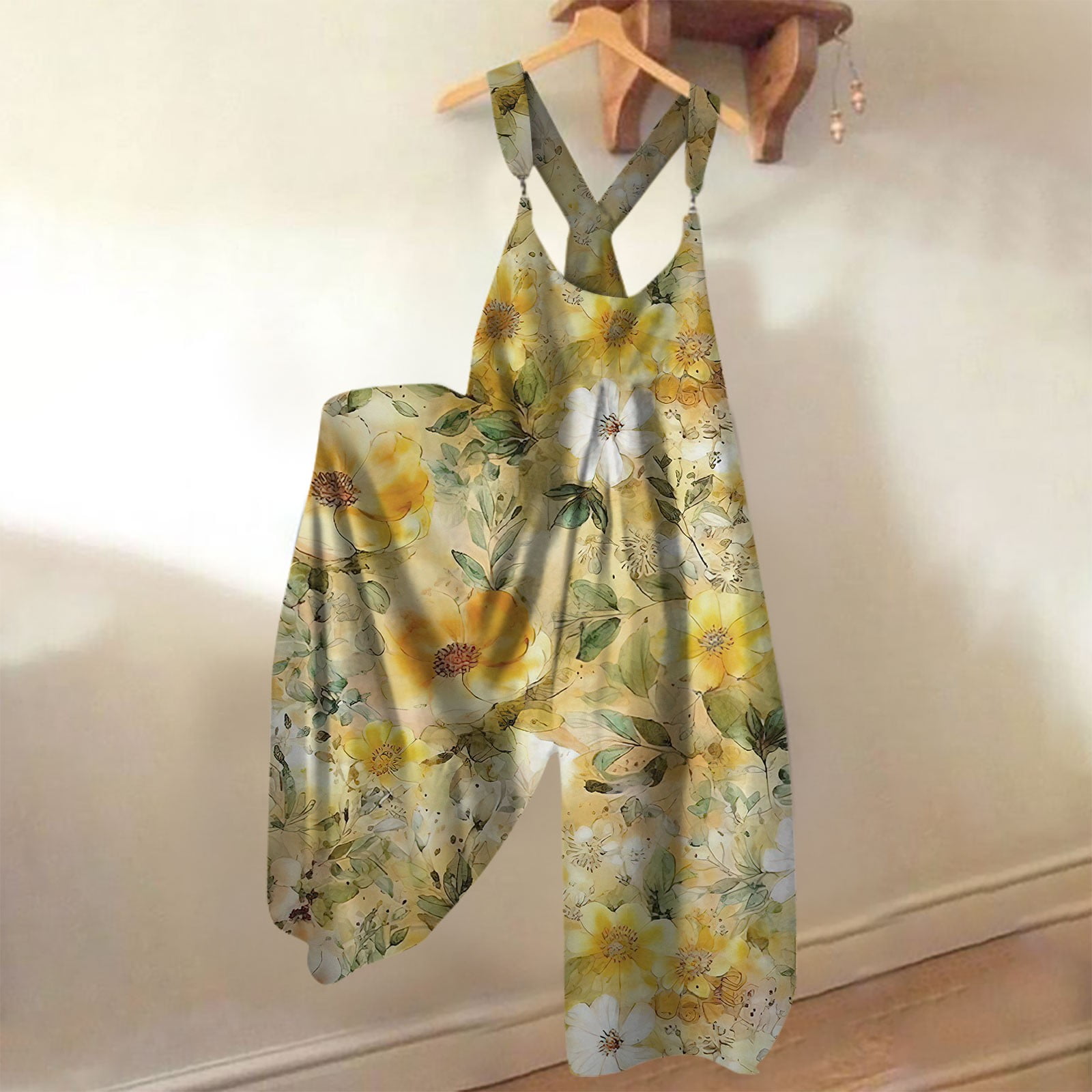 CHCNHAC Womens Boho Romper Plus Size Sleeveless Wide Leg Jumpsuit ...