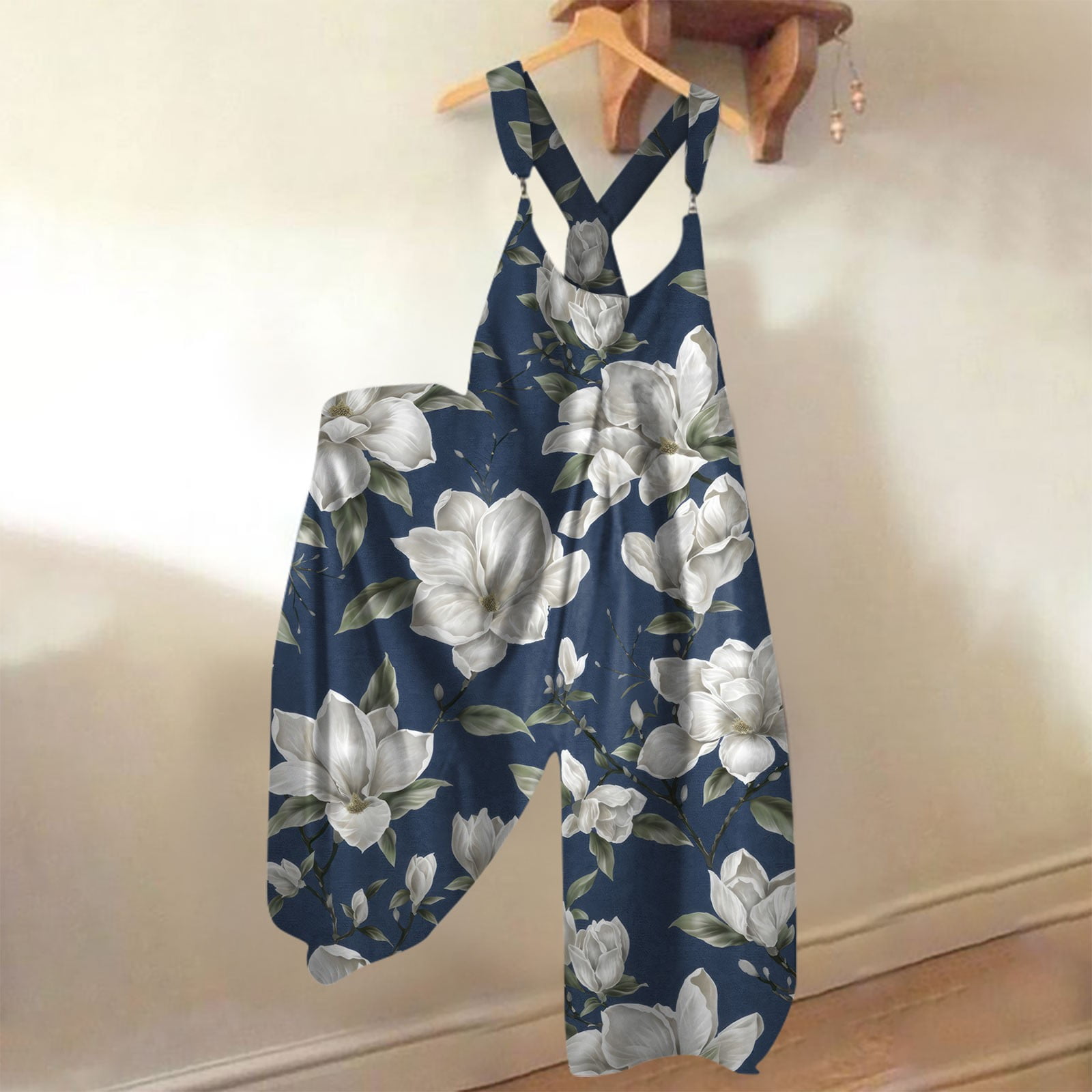 CHCNHAC Womens Boho Romper Plus Size Sleeveless Wide Leg Jumpsuits ...