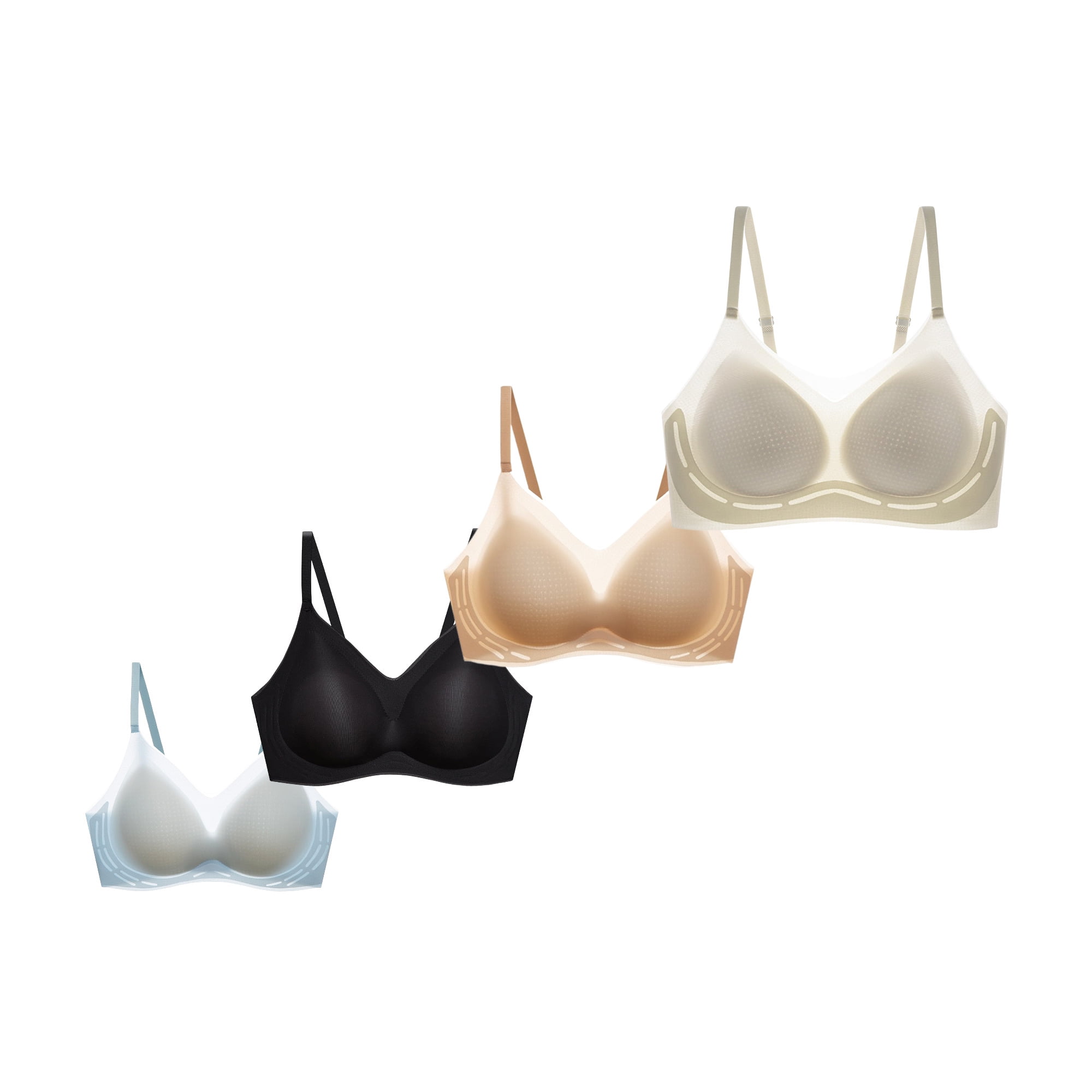 CHCNHAC Womens Caralush 4 Pack Pushup Bra Lushfitting Powerful Push-up Seamless Bra Older Women ...