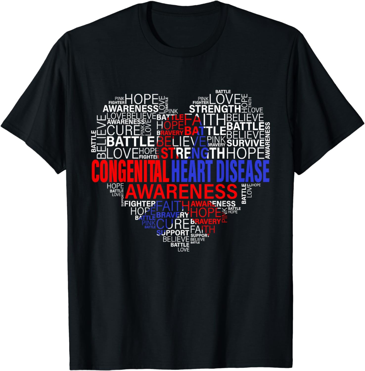 CHD Awareness Heart Disease Fighting Hope Support Warrior T-Shirt ...
