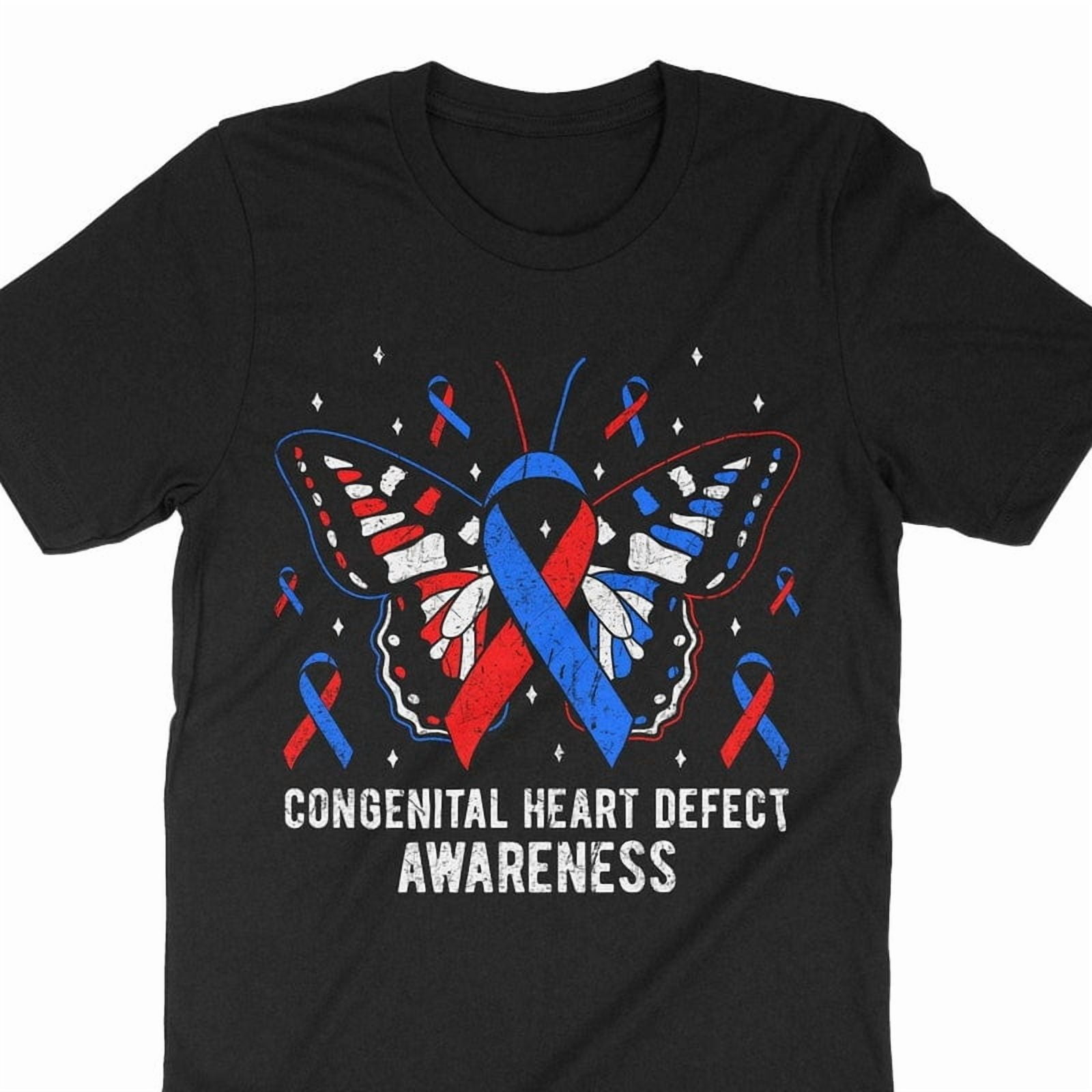 CHD Awareness Heart Warrior Support Red Blue Ribbon Art Graphic Tee,for ...
