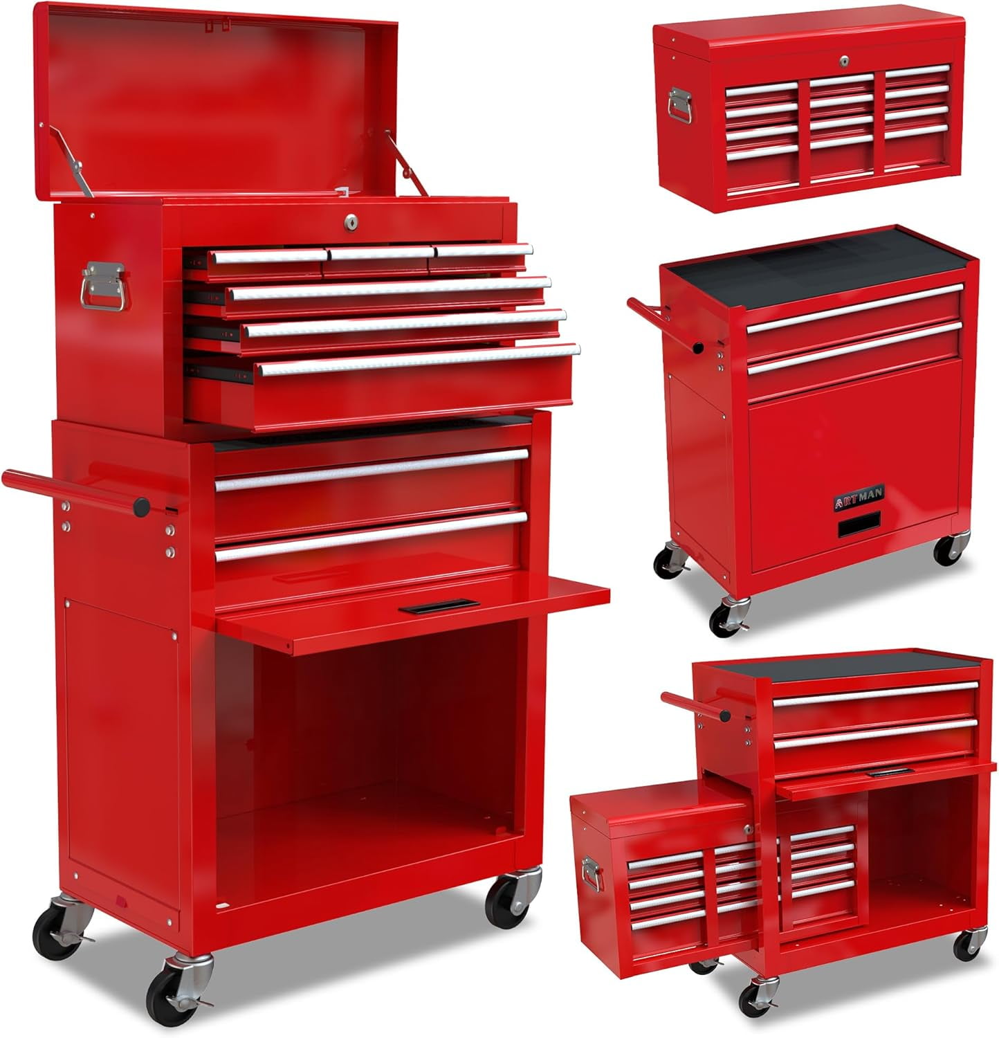 CHD Rolling Tool Chest, Tool Box with Wheels, Tool Storage Cabinet with ...