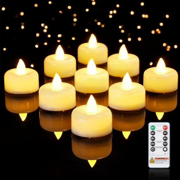 CHE-12 Pack Remote Candles, Tea Lights with Timer, 400+Hours Flickering ...