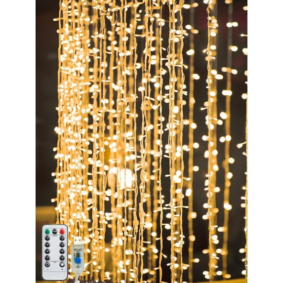 CHE-200 Led Hanging Curtain String Lights Outdoor Waterproof, 6.5 x 9.8 ...
