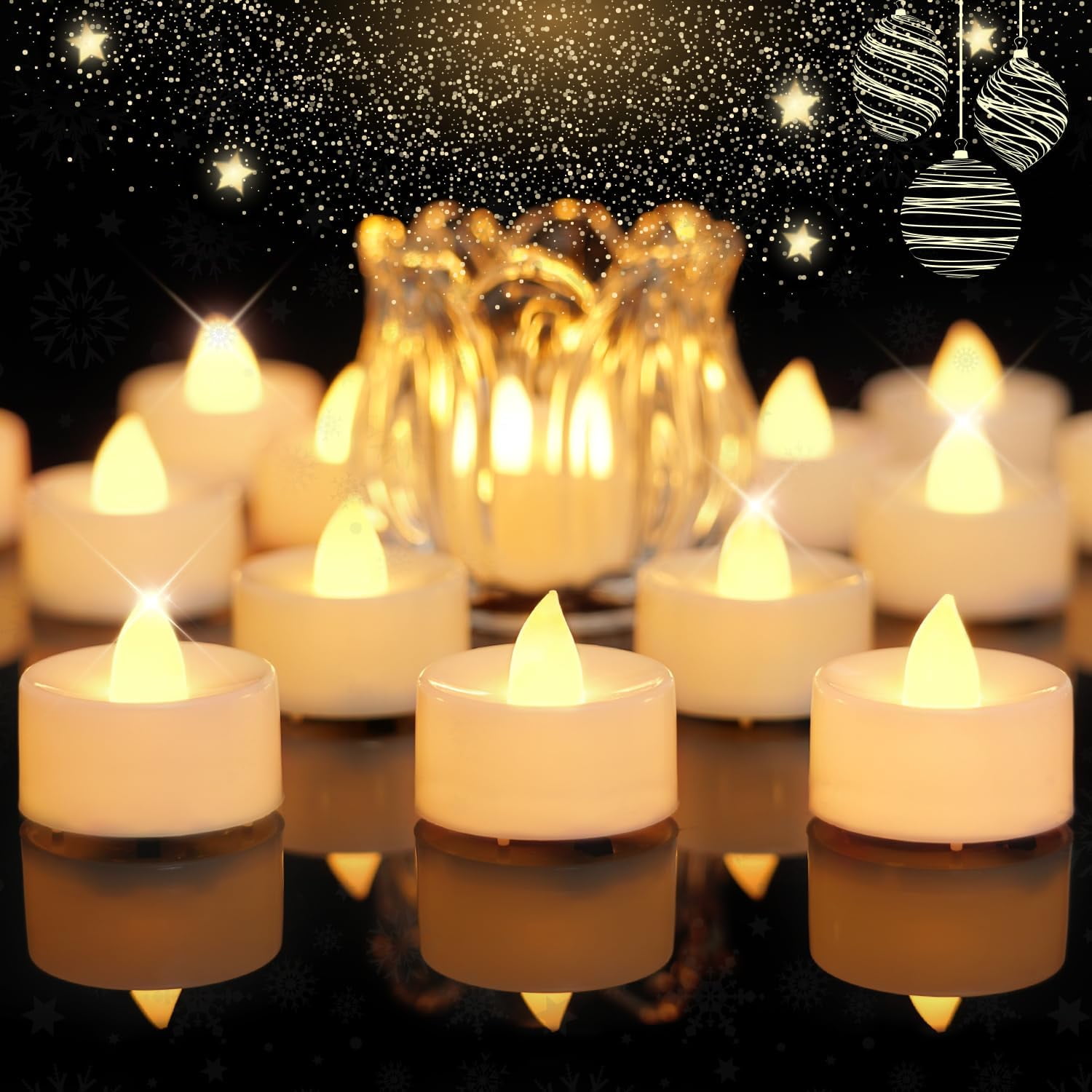 CHE-24 PCS Flameless TeaLights Candles with Timer, 6 Hour On and 18 ...