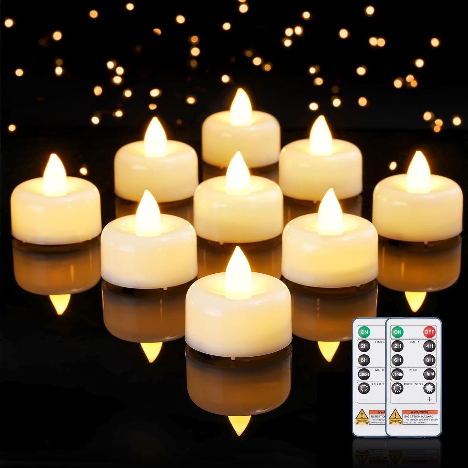 CHE-24 Pack Remote Candles, Tea Lights with Timer, 400+Hours Flickering ...