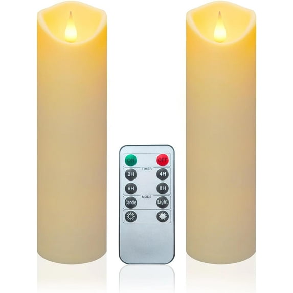CHE-2pcs Flameless LED Candles Battery Operated with 10-Key Remote ...