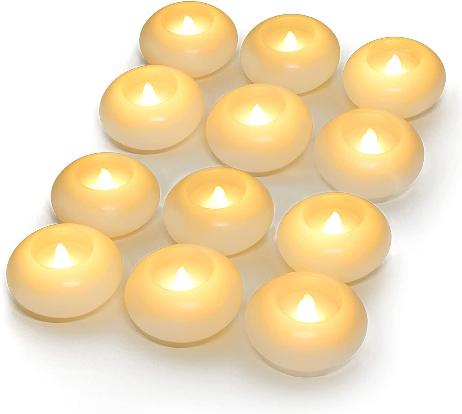 CHE-3 Inch Flameless Floating Candles, White Real Wax, 100+ Hour ...
