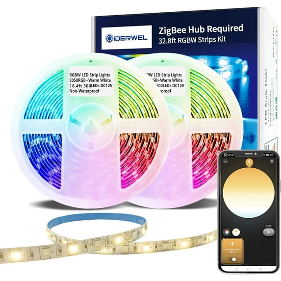 CHE-32.8ft ZigBee RGBW LED Strip Lights Smart Dimmable Kit with ZigBee ...