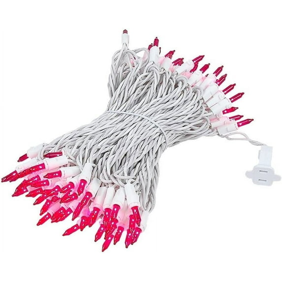 CHE-50 Feet 100 Bulb Incandescent Mini Light String, Pink with 6-Inch ...