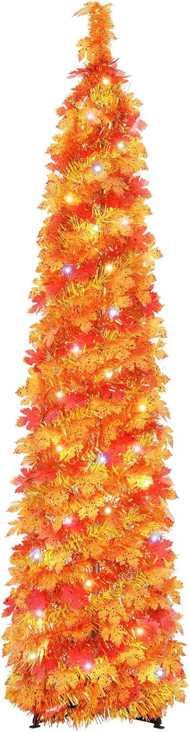 CHE-5FT Fall Tree with Lights, Pop Up Fall Lighted Tree Easy-Assembly ...