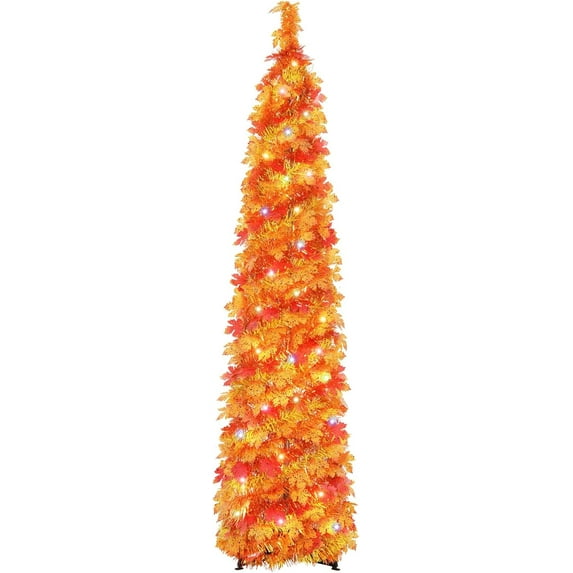 CHE-5FT Fall Tree with Lights, Pop Up Fall Lighted Tree Easy-Assembly ...