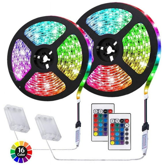 CHE-6.56 feet Battery Powered LED Strip Lights, 24 Keys Remote ...