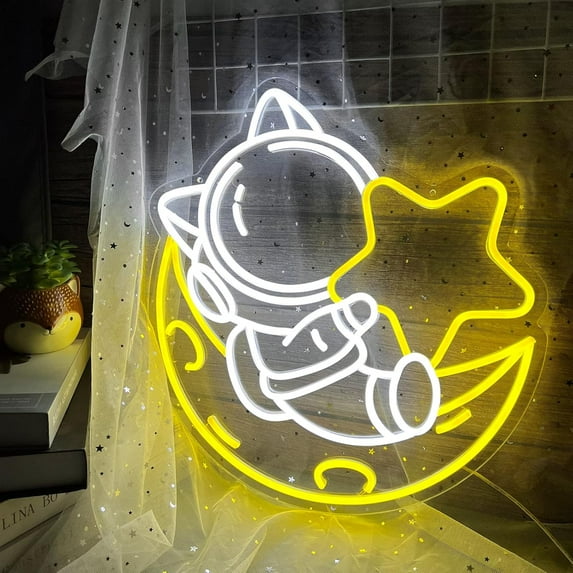 CHE-Astronaut Moon Neon Sign, Large Spaceman LED Neon Light for Wall ...