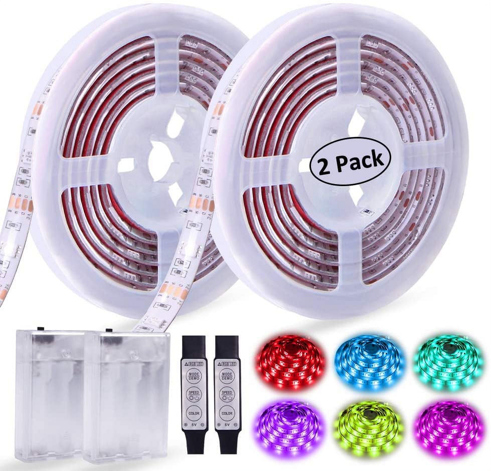 CHE-Battery Operated LED Strip Lights RGB Battery Powered Led Strip ...