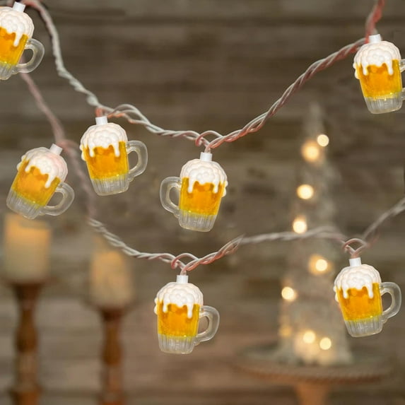 CHE-Beer Mug String Lights Plug in, 8.5Ft Summer Beer Party Decorations ...