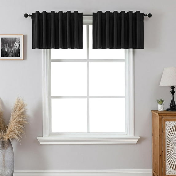CHE-Blackout Back Tab 2 Pack Window Valances for Bedroom,Room Darkening ...