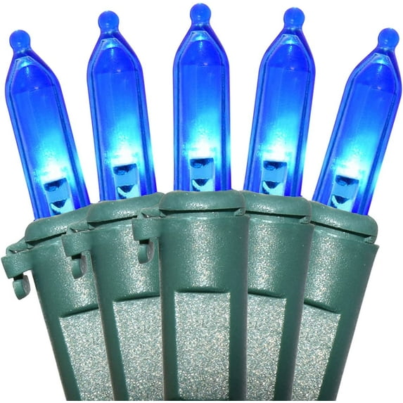 CHE-Blue LED Xmas String Light 100 Count Green Wire 26.9 Ft ...