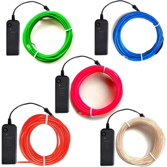 CHE-El Wire 5 Pack(Red,Blue,White,Green,Pink),9ft/2.75m neon Light ...