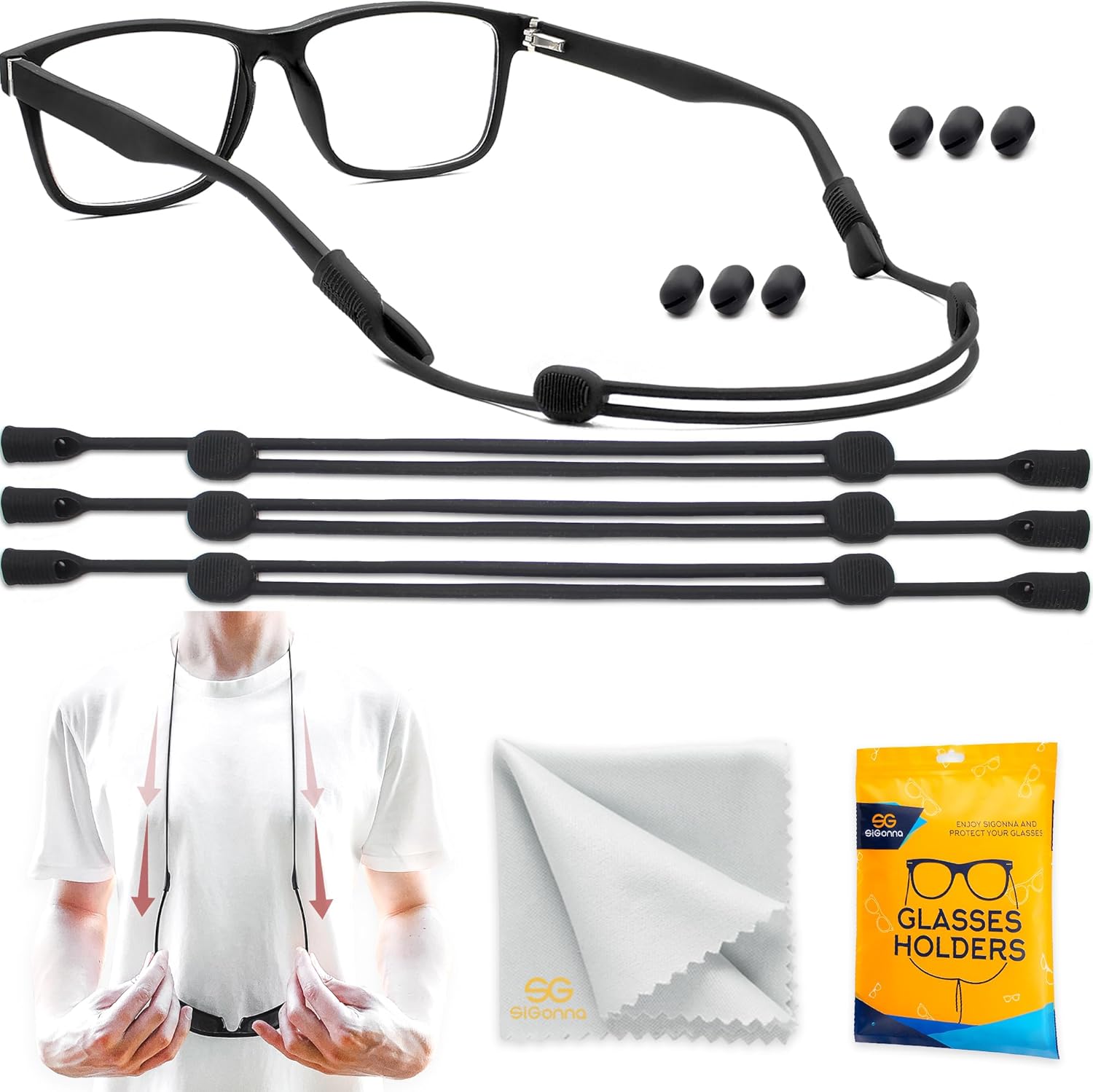CHE-Eyeglass Strap Holder String - Adjustable Eye Glasses Holders ...