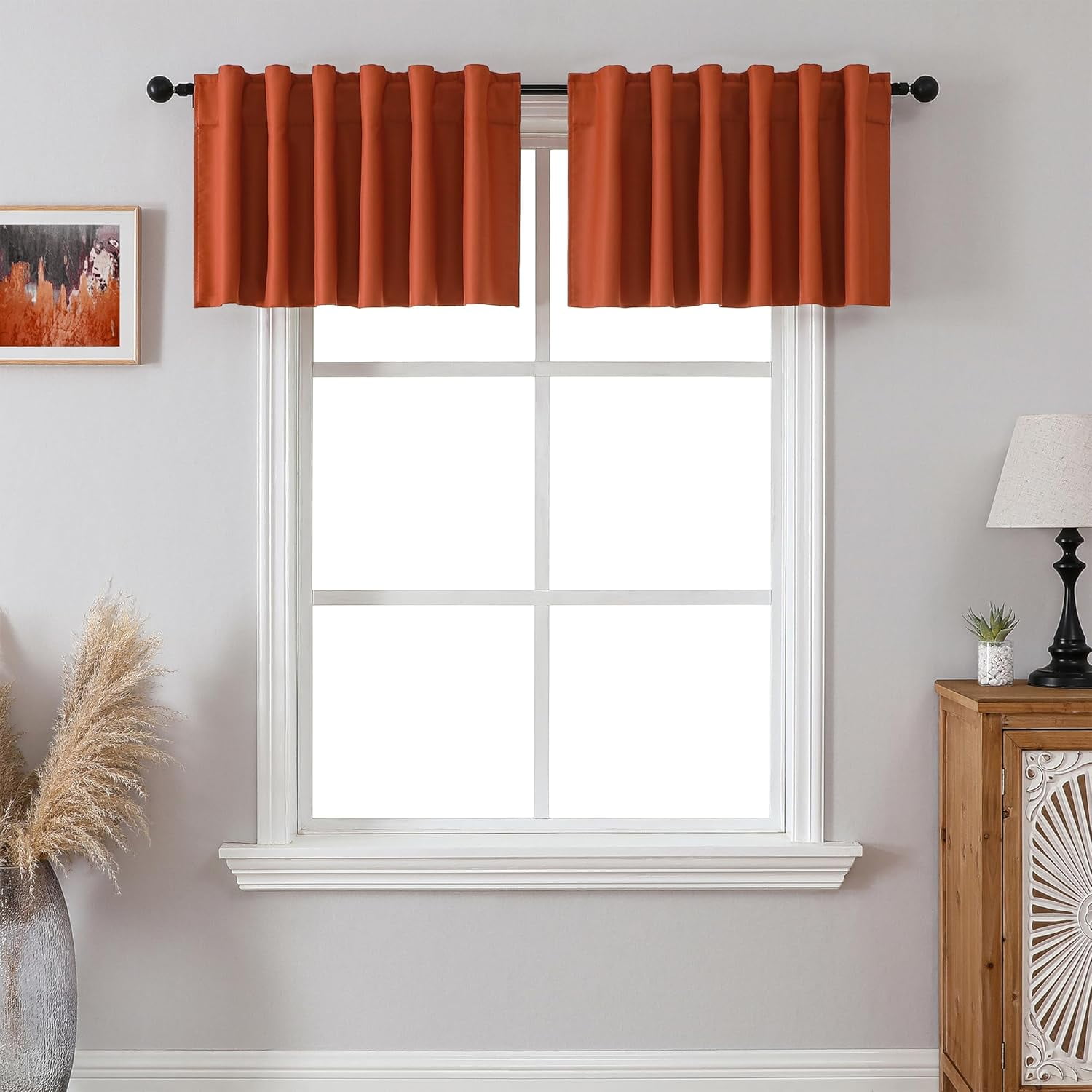 CHE-Fall Colored Burnt Orange Back Tab & Rod Pocket Blackout Valances ...