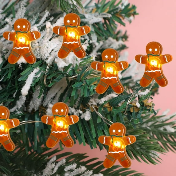 CHE-Festive Decoration String Lights, Gingerbread Man Cookies 10 ft 40 ...