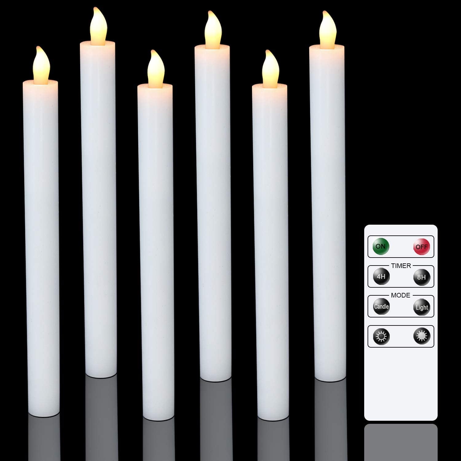 CHE-Flameless Taper Candles with Remote and Timer, Battery Operated ...