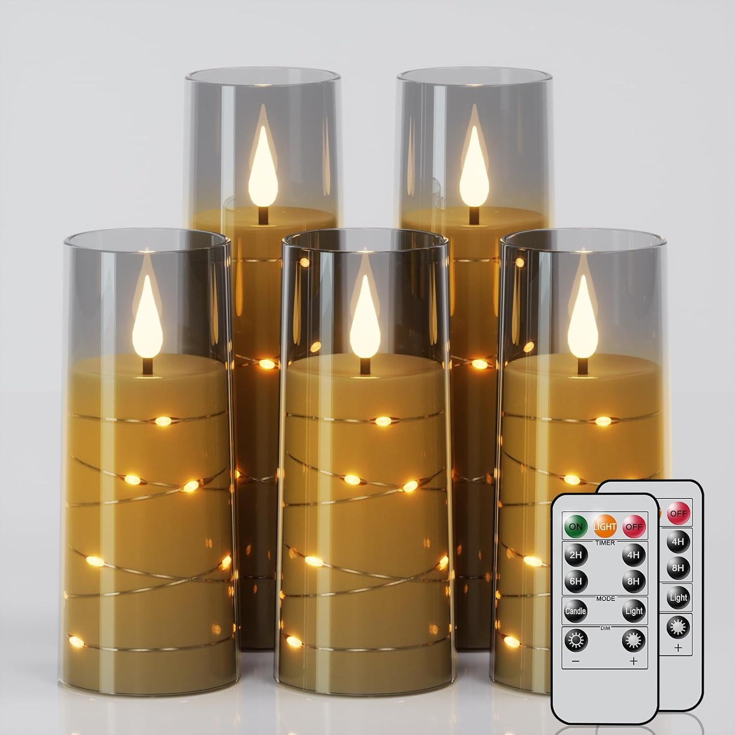 CHE-Flickering Flameless Candles String Lights with 11-Key Remote and ...