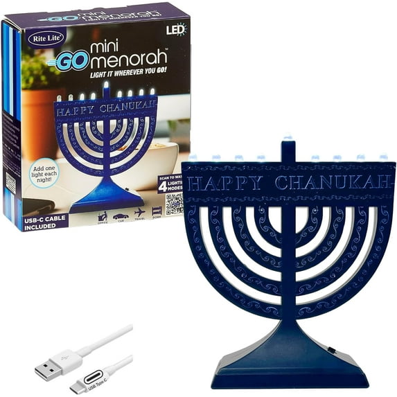 CHE-Go Mini Blue Electric Menorah - Light It Anywhere! Chanukah Jewish ...