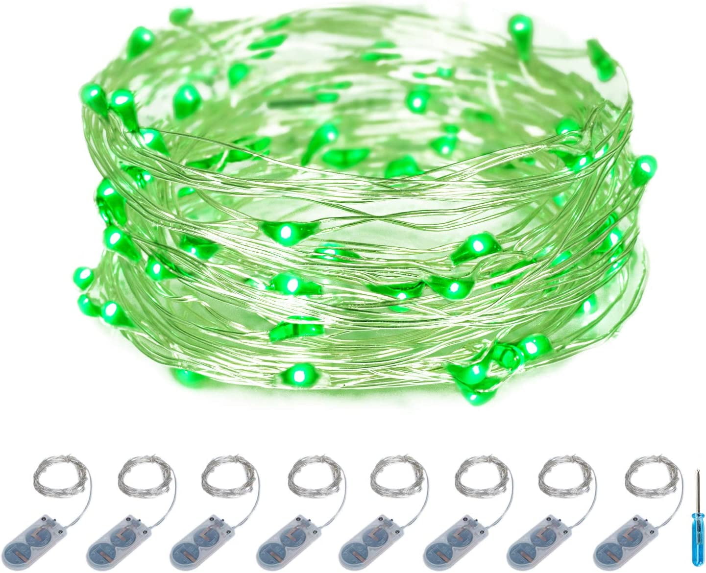 CHE-Green Micro LED String Lights Battery Powered 8 Pack Mini String ...