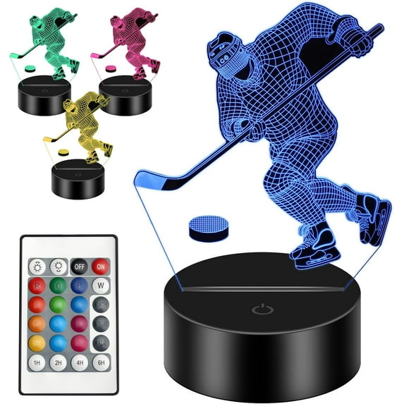 CHE-Ice Hockey Night Light for Kids, 3D Illusion Lamp with Remote ...