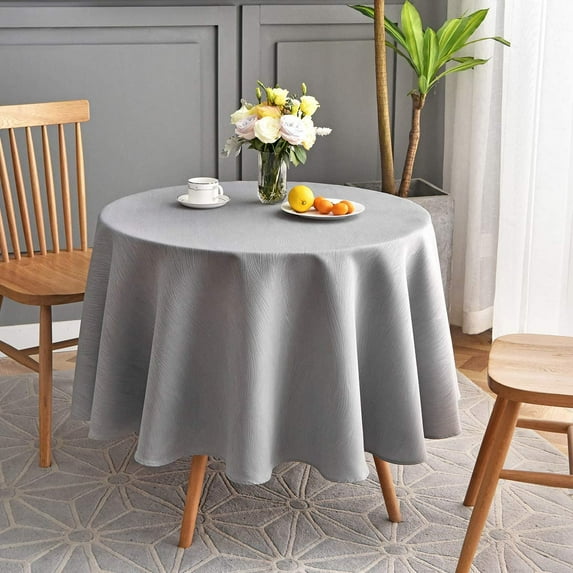 CHE-Jacquard Round Table Cloth Swirl Pattern Waterproof Antiwrinkle ...